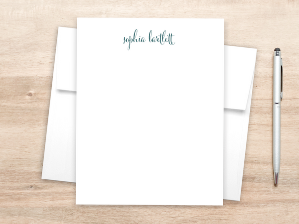 Personalized Notecard Set - Slim Handwritten Script Name ...