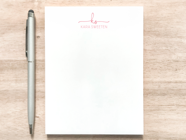 Personalized Notepad - Script Initials with Name Design ...